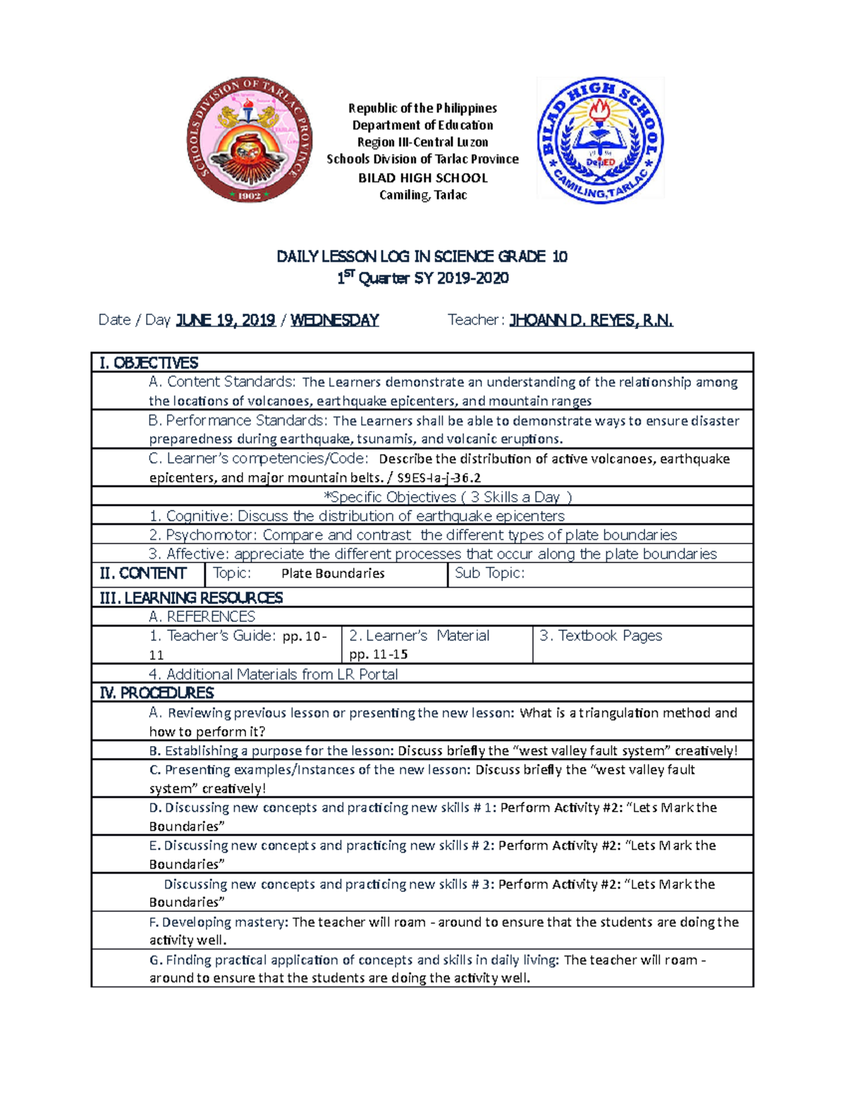 416290291 science 10 dll - Republic of the Philippines Department of ...