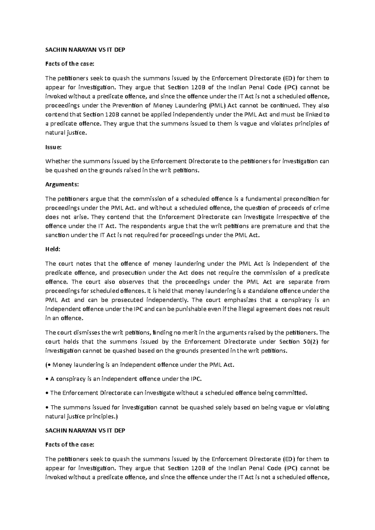 Sachin Narayan vs IT dep - SACHIN NARAYAN VS IT DEP Facts of the case ...