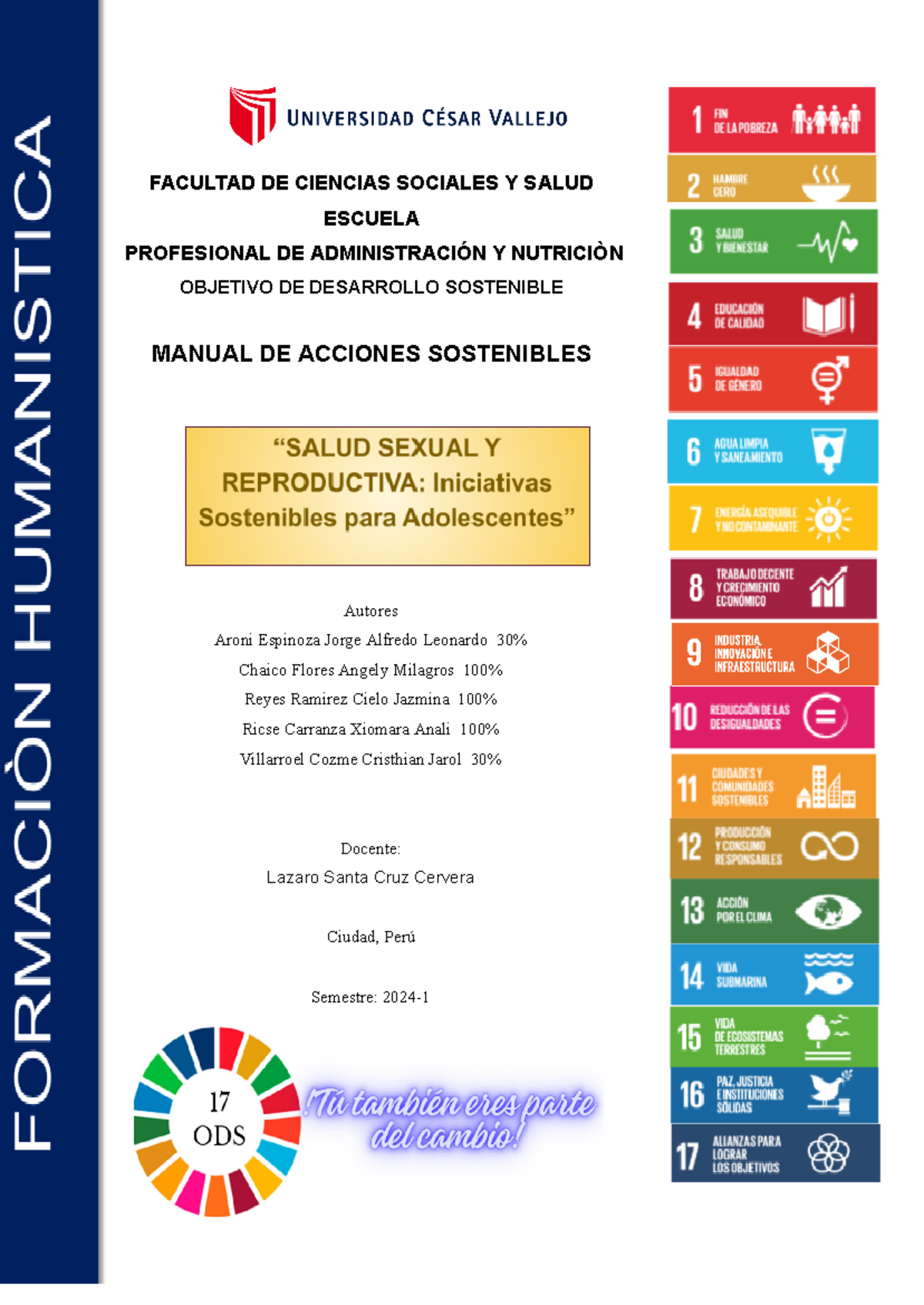 Manual de acciones sostenibles ODS - FACULTAD DE CIENCIAS SOCIALES Y SALUD ESCUELA PROFESIONAL ...