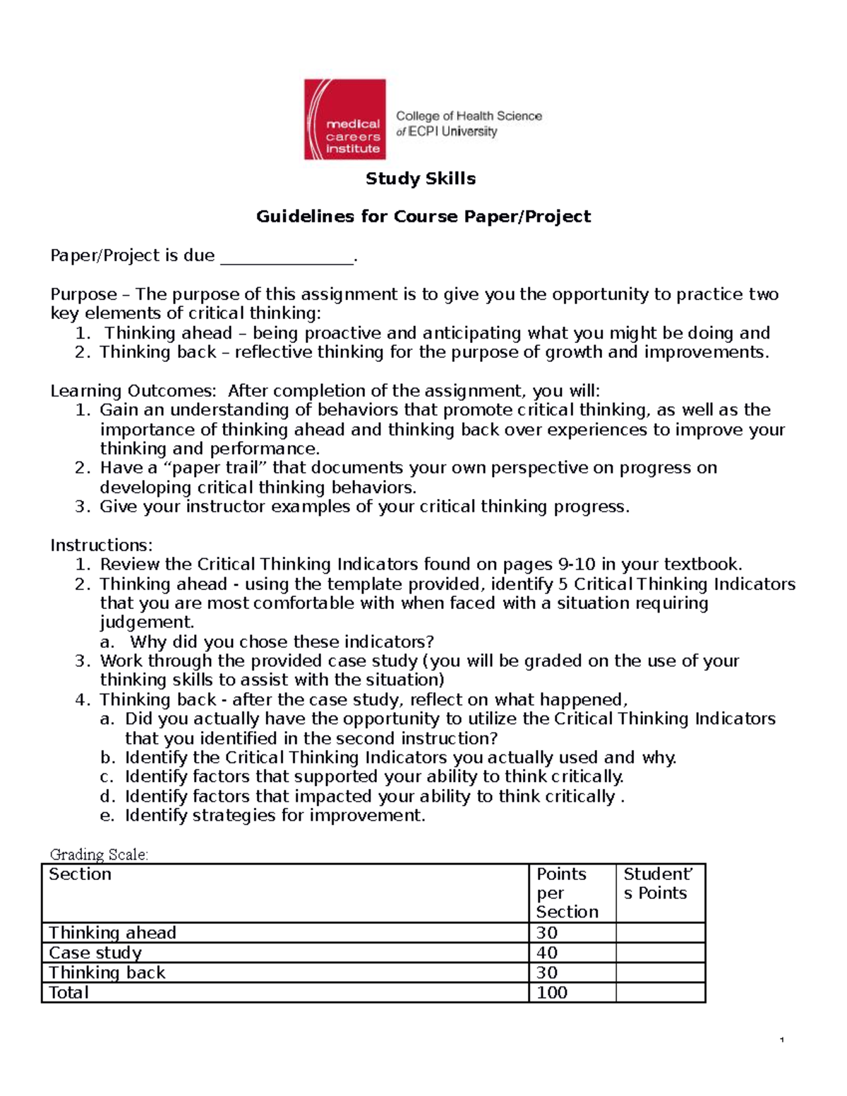 COR195 105 107 Student Paper Project Guidelines 052920 - Study Skills ...