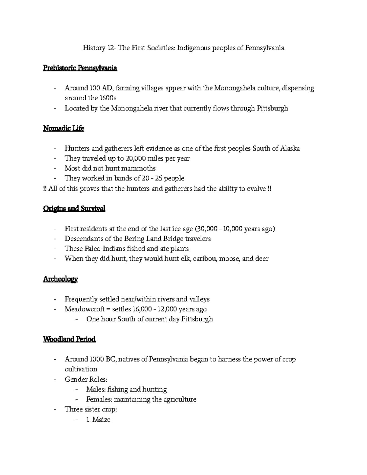 History 12- The First Societies Indigenous peoples of Pennsylvania ...