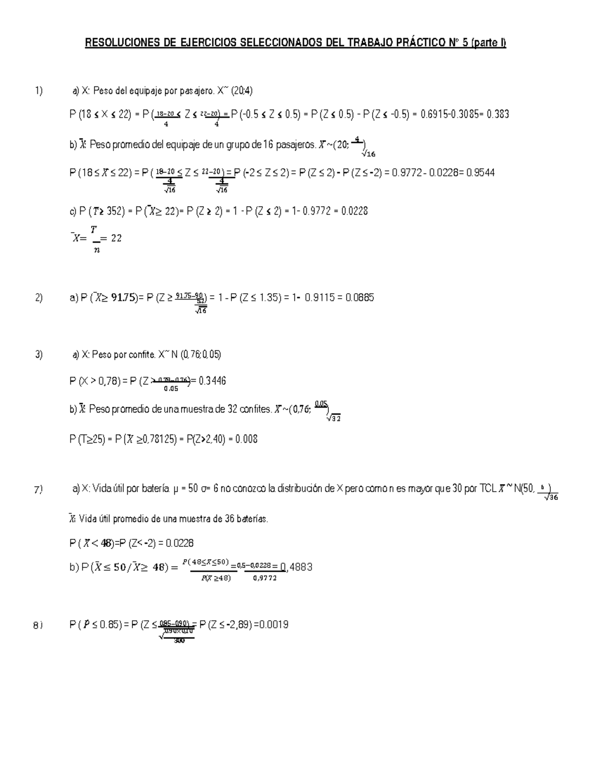 Respuestas TP5 parte I 2024 - RESOLUCIONES DE EJERCICIOS SELECCIONADOS DEL TRABAJO PRÁCTICO N° 5 ...