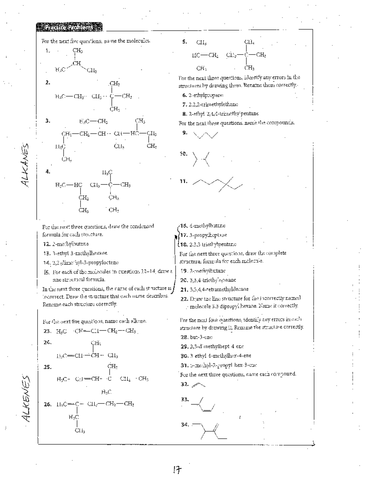 WS - Hydrocarbon Practice Chemistry - SCH4U1-2A - Studocu