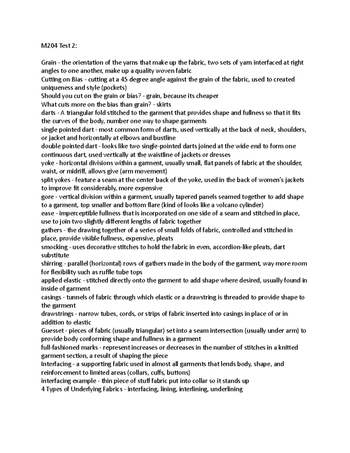 M204 Test 2 - Test 2 Review - M204 Test 2: Grain - the orientation of ...