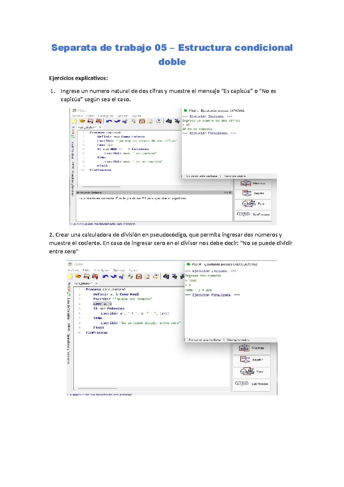 Separata de trabajo 05 - Crear una calculadora de división en ...