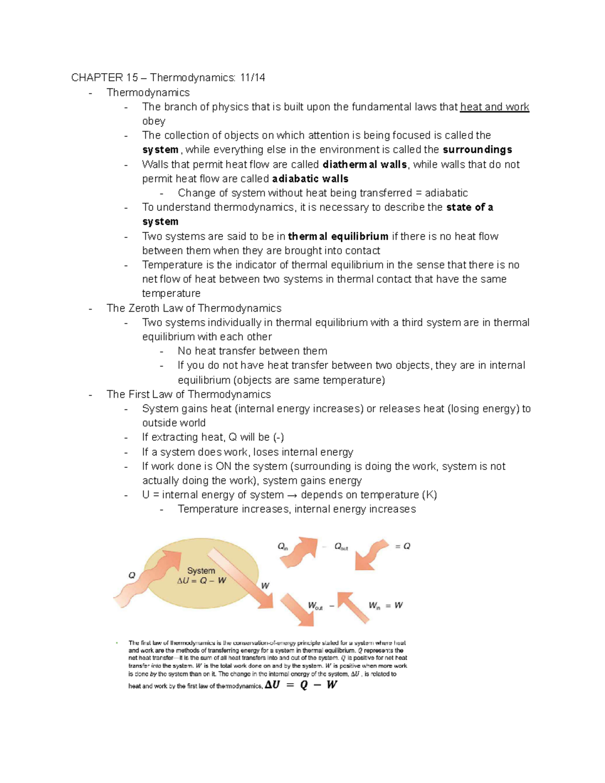 Physics 1 - Final (Lecture Notes) - CHAPTER 15 – Thermodynamics: 11 ...