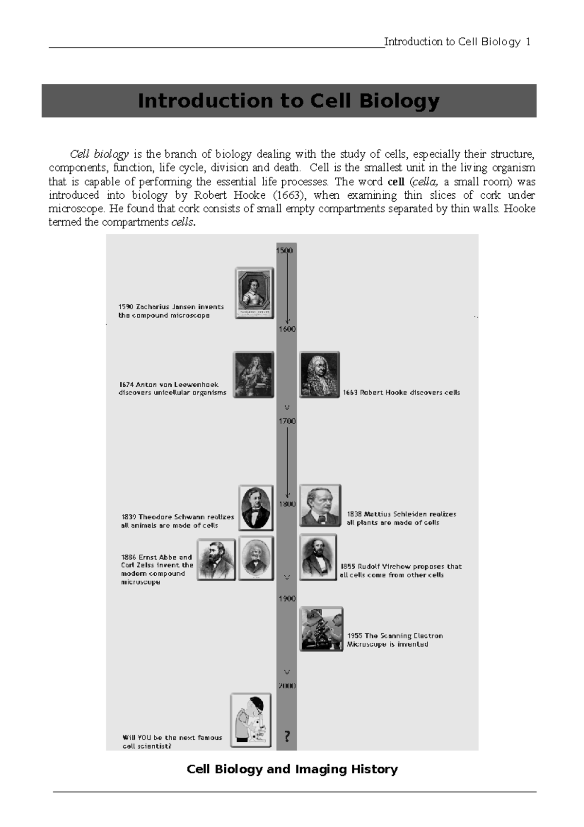 2. Introduction to Cell Biology - Introduction to Cell Biology Cell ...