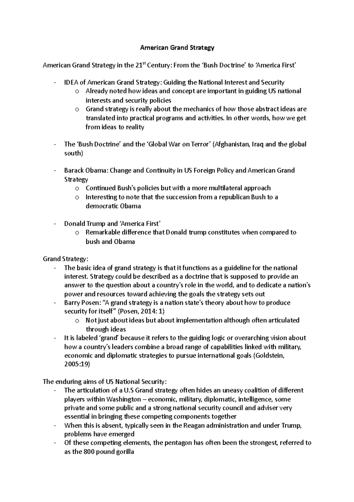 US Grand Strategy in US foreign policy - American Grand Strategy ...