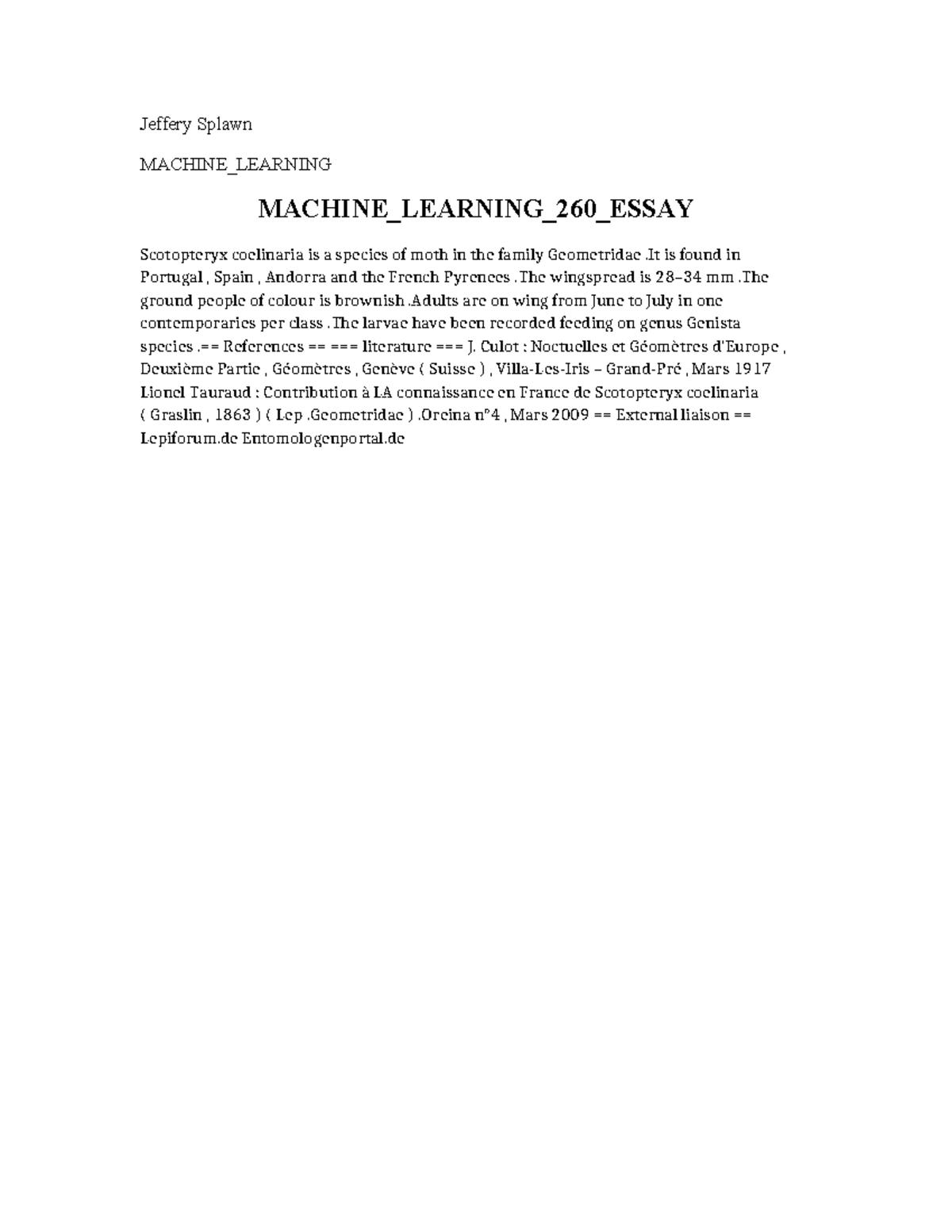 Machine Learning 260 Essay - Jeffery Splawn MACHINE_LEARNING MACHINE ...