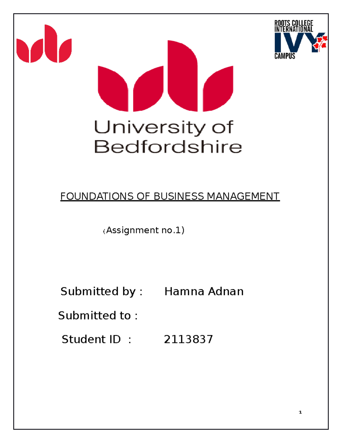 Fundamentals of business management assignment-1 BBS-013 - FOUNDATIONS ...