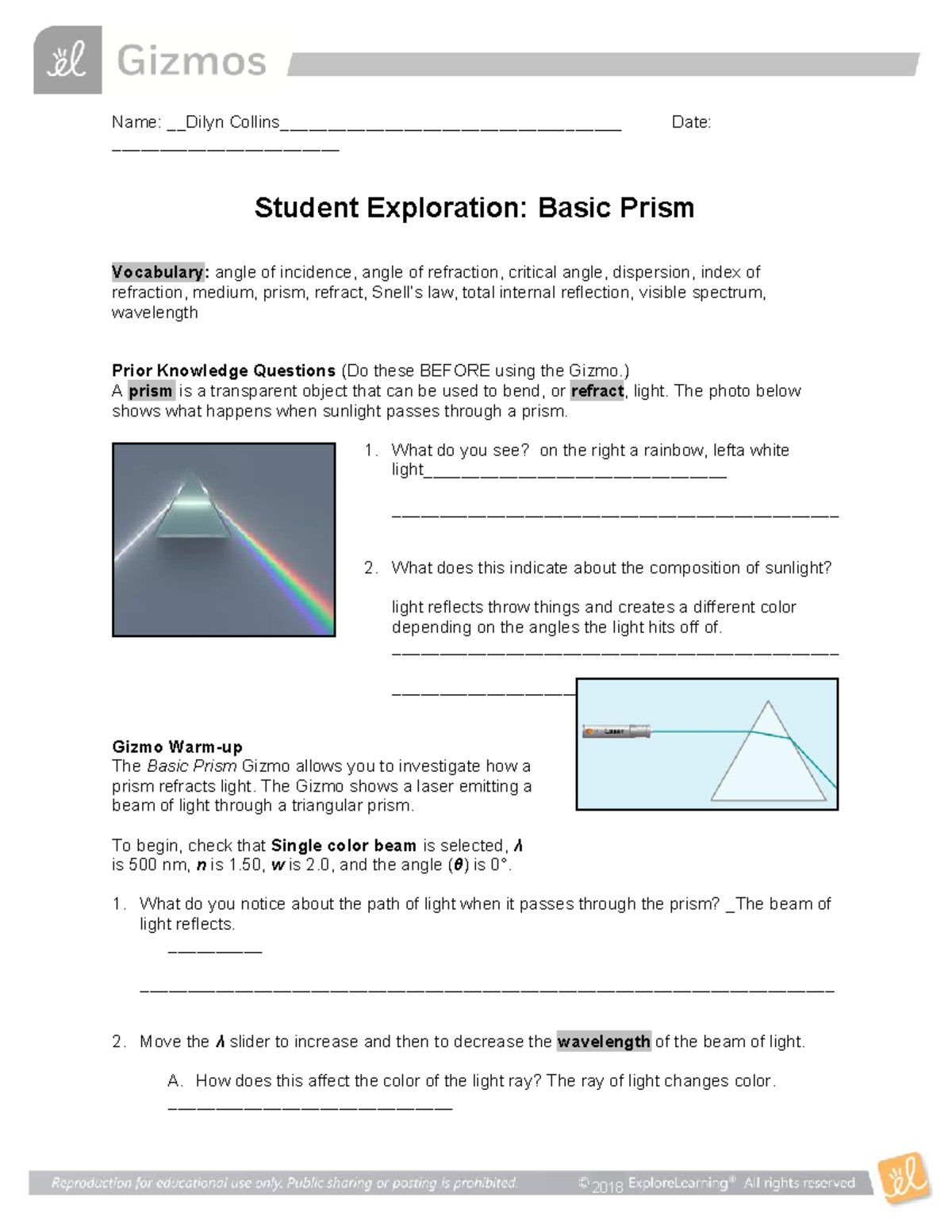 Basic Prism SE - Name: Dilyn Collins ...