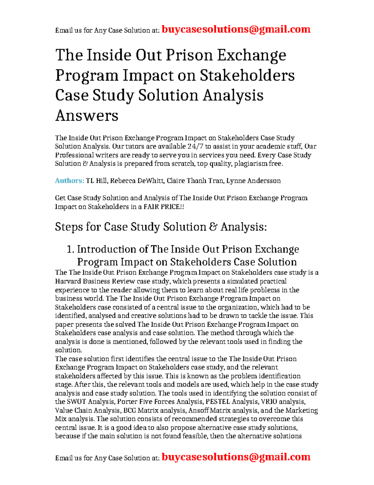 Case Solution The Inside Out Prison Exchange Program Impact on ...