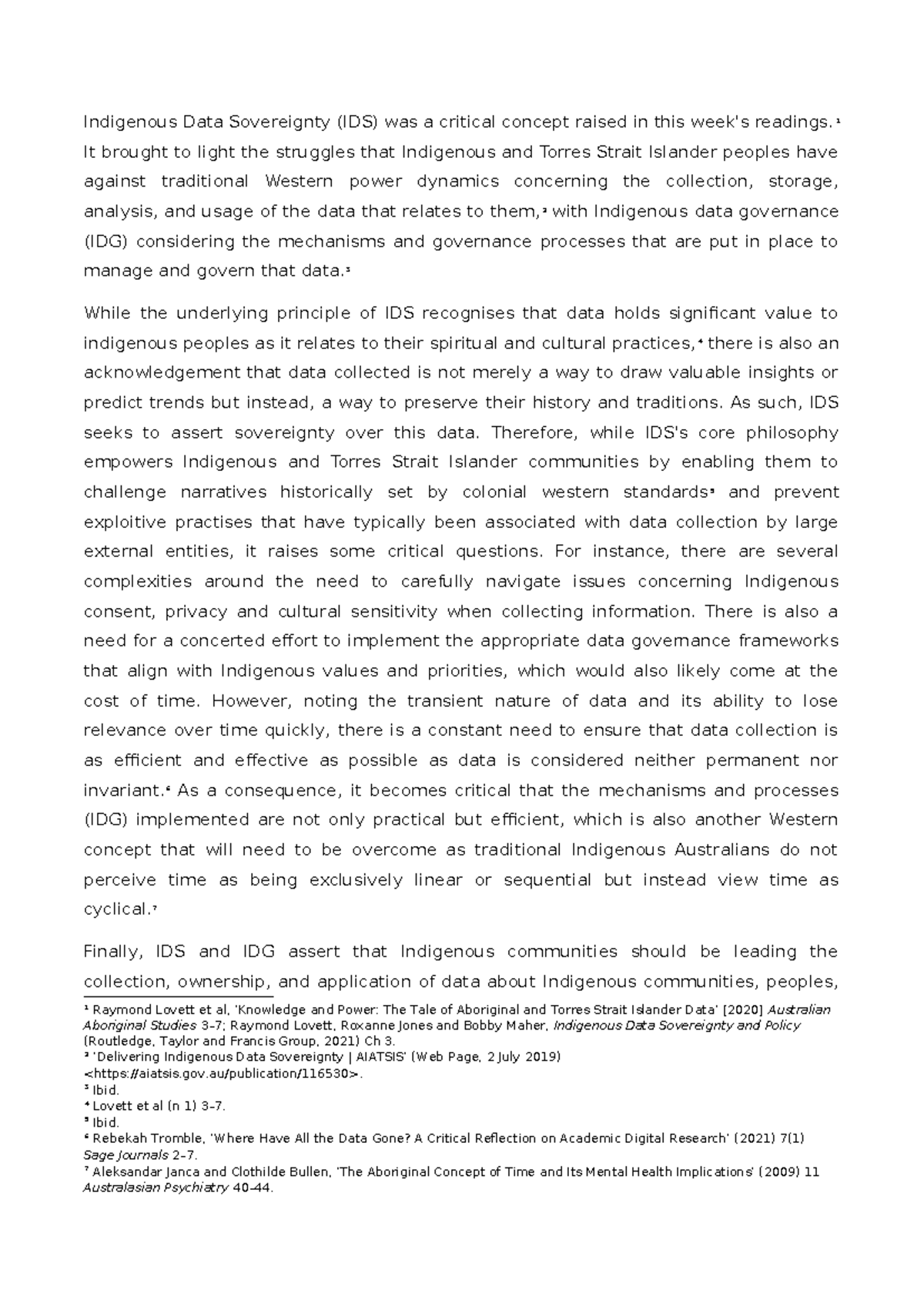 Reflection 1 - Indigenous Data Sovereignty - Indigenous Data ...