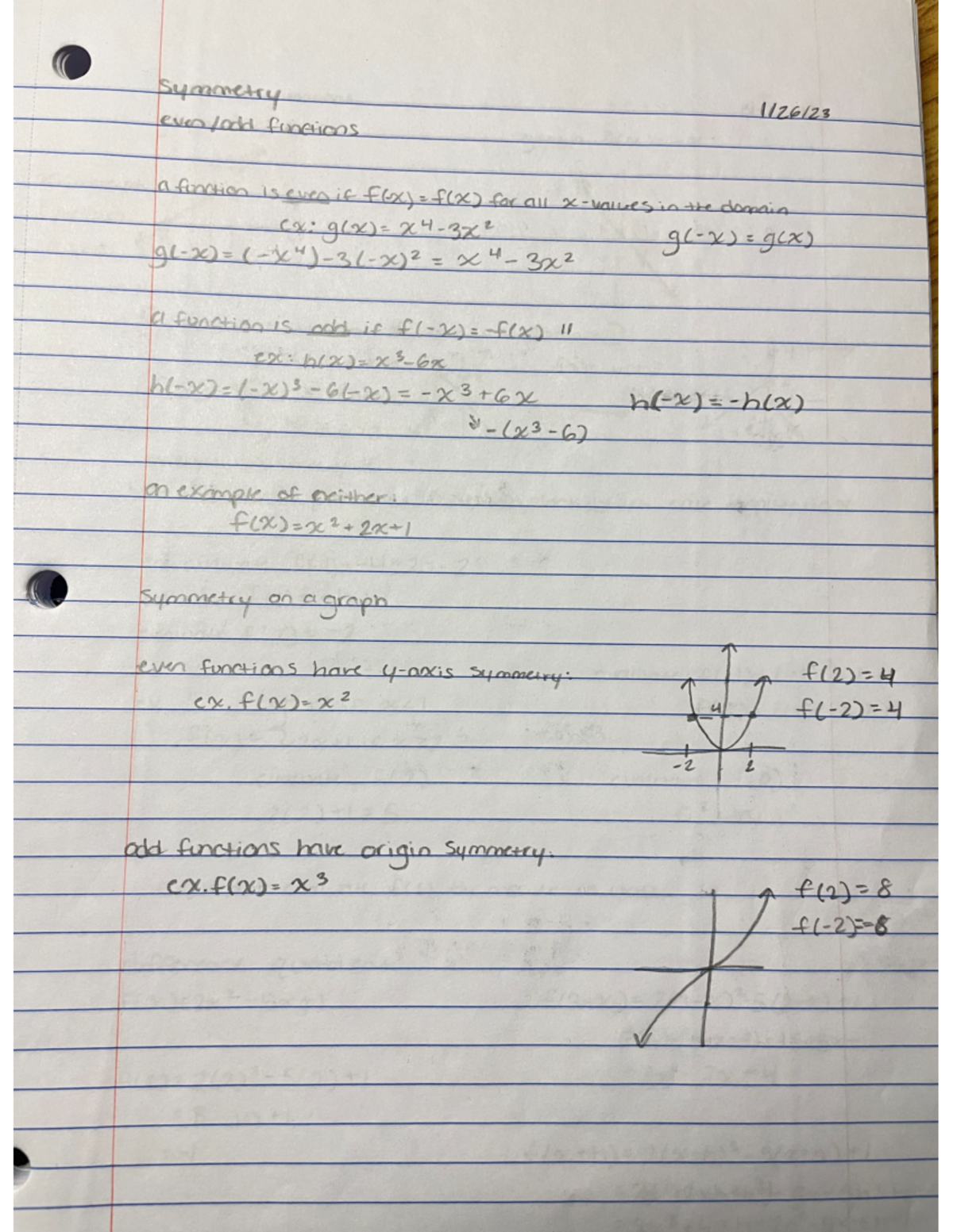 symmetry/even or odd functions - MAT 123 - Studocu