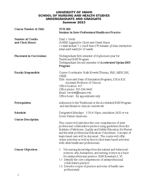 300 syllabus - UNIVERSITY OF MIAMI SCHOOL OF NURSING AND HEALTH STUDIES UNDERGRADUATE AND ...
