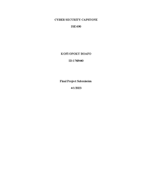 ISE 690 Final project submission - CYBER SECURITY CAPSTONE ISE 690 ...