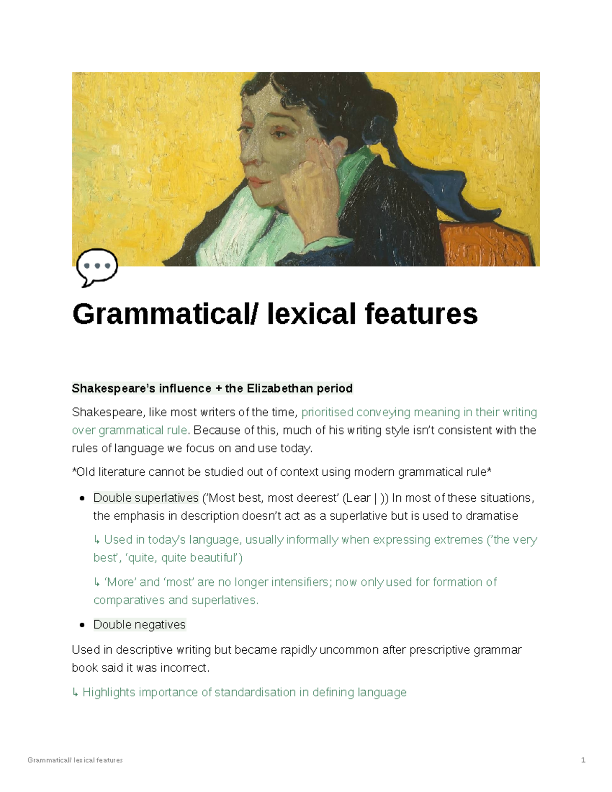 Language change features - Grammatical/ lexical features 1 💬 ...