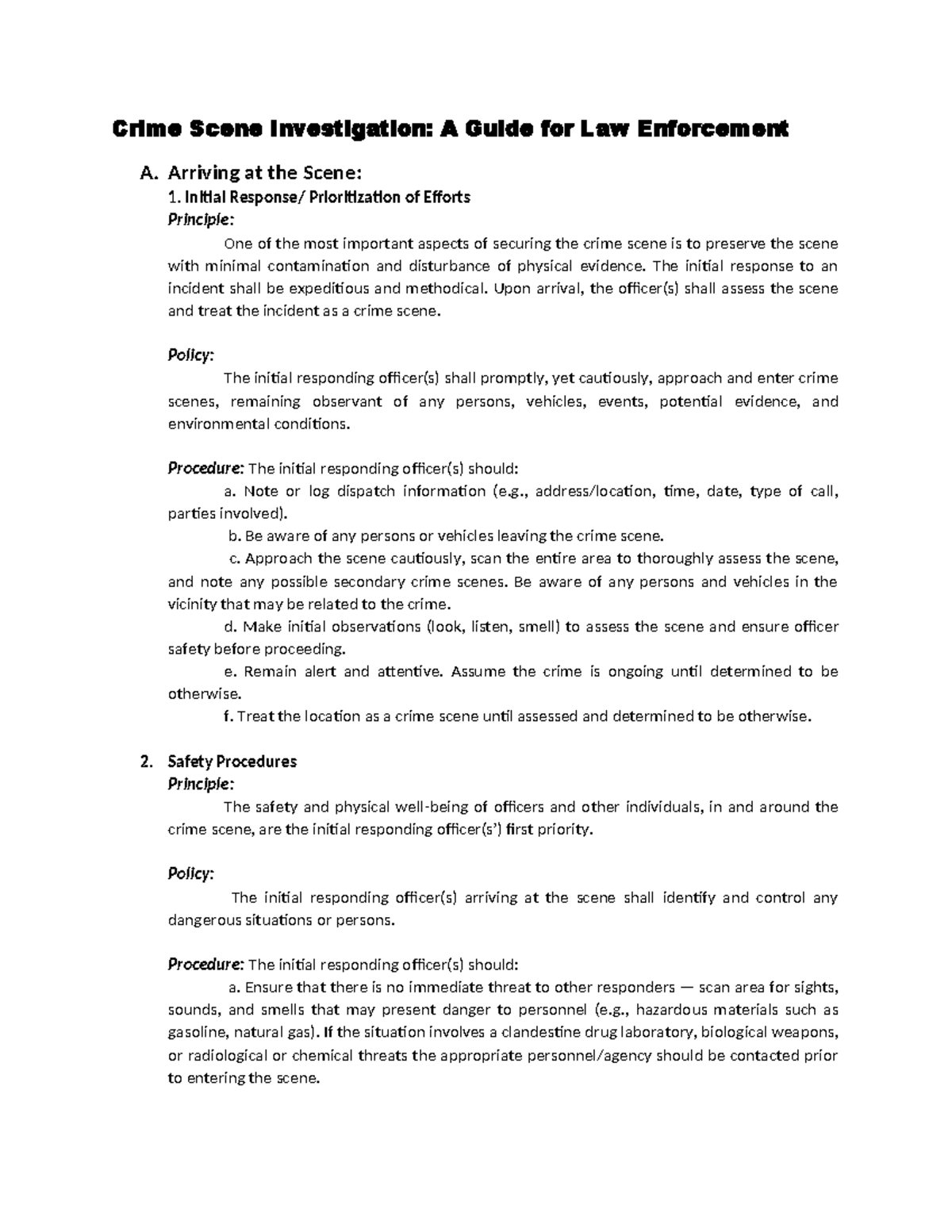 Crime scene investigationprocedures - Crime Scene Investigation: A ...