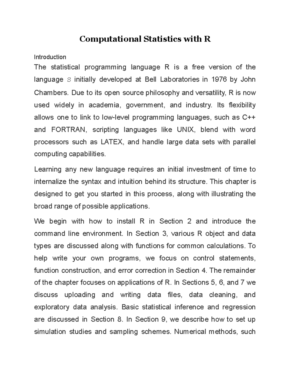 Computational Statistics with R - Computational Statistics with R ...