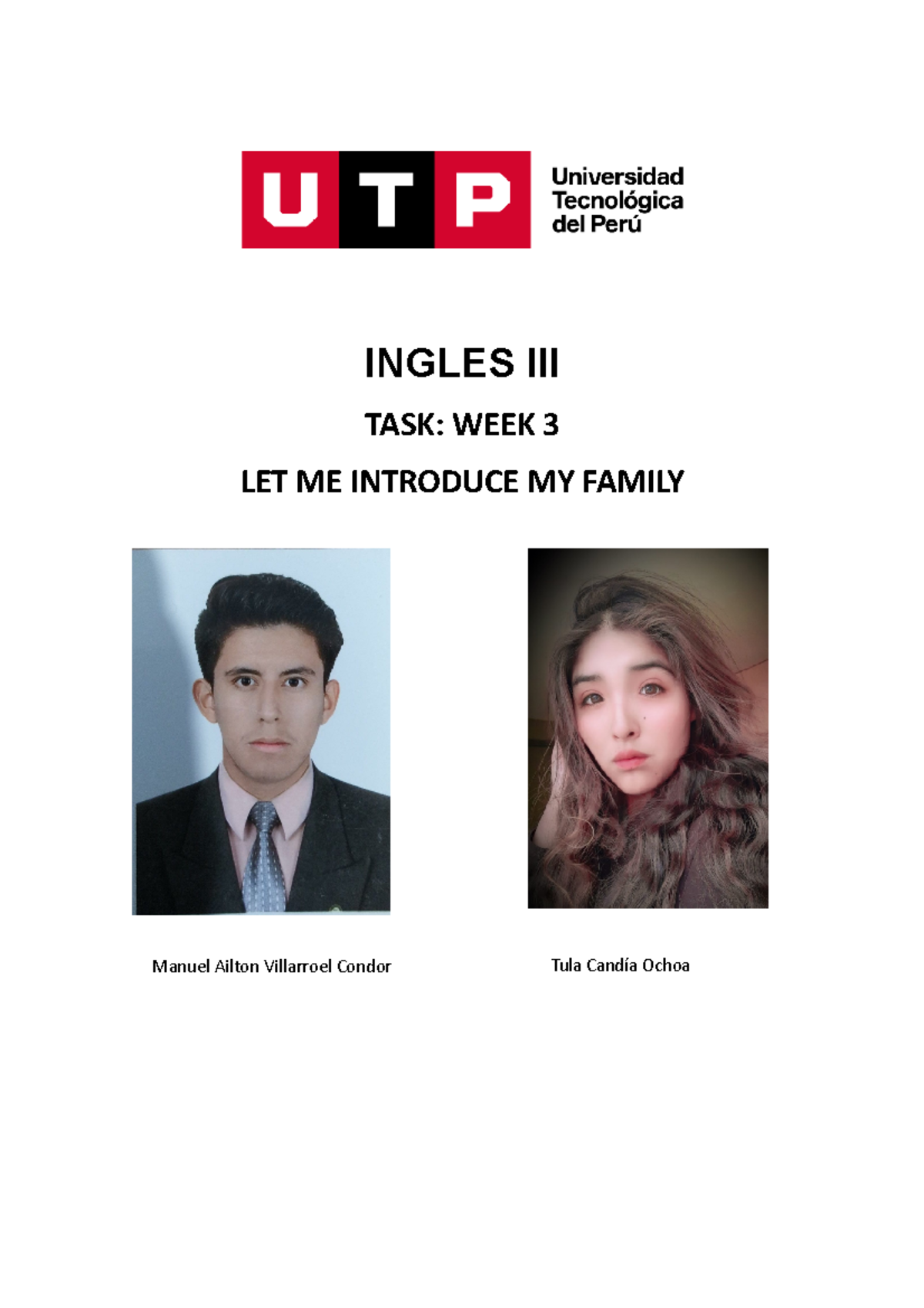 Ingles III - S03 introduccion a la familia - INGLES III TASK: WEEK 3 LET ME INTRODUCE MY FAMILY ...