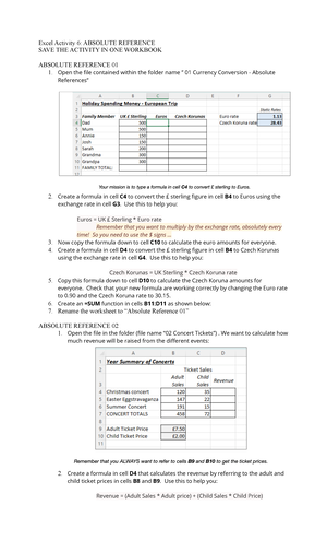 Formatting Worksheet Activity - Excel Activity 5 : FORMATTING ...