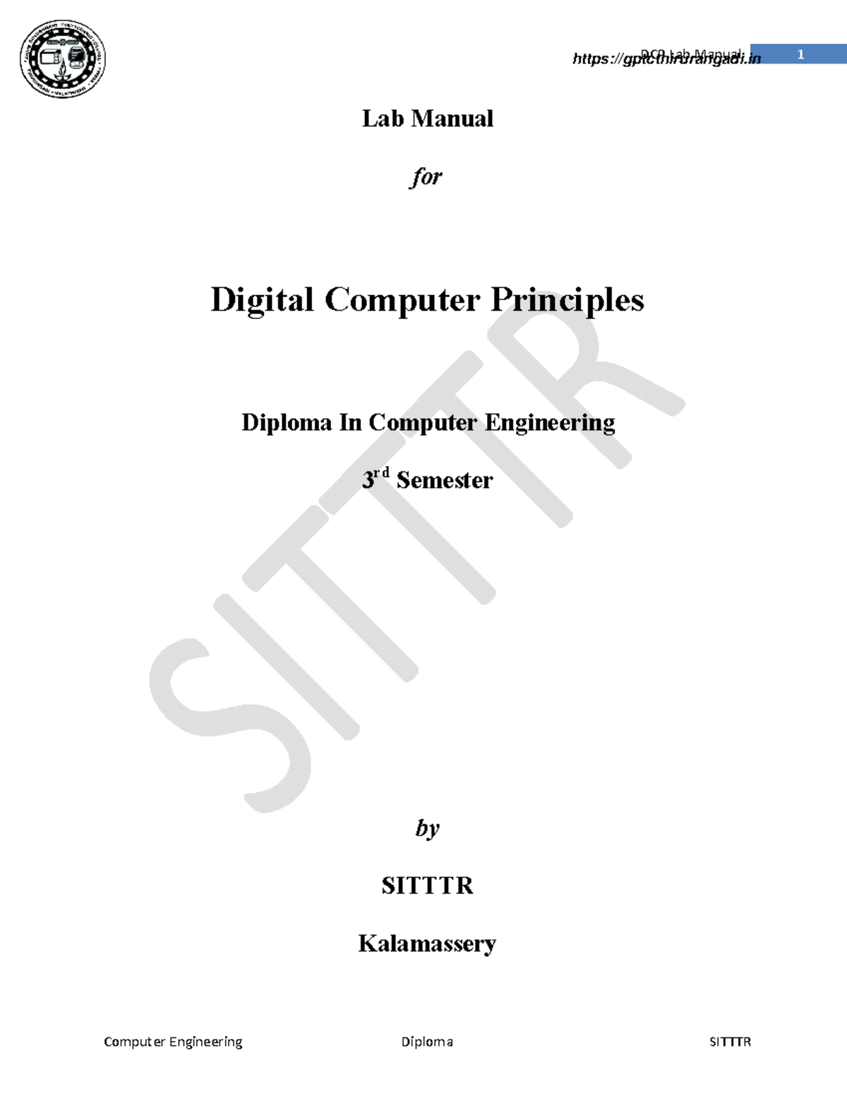AKNM - 3138- Aknmgptc - Digital principal and computer science - Lab Manual for Digital Computer ...
