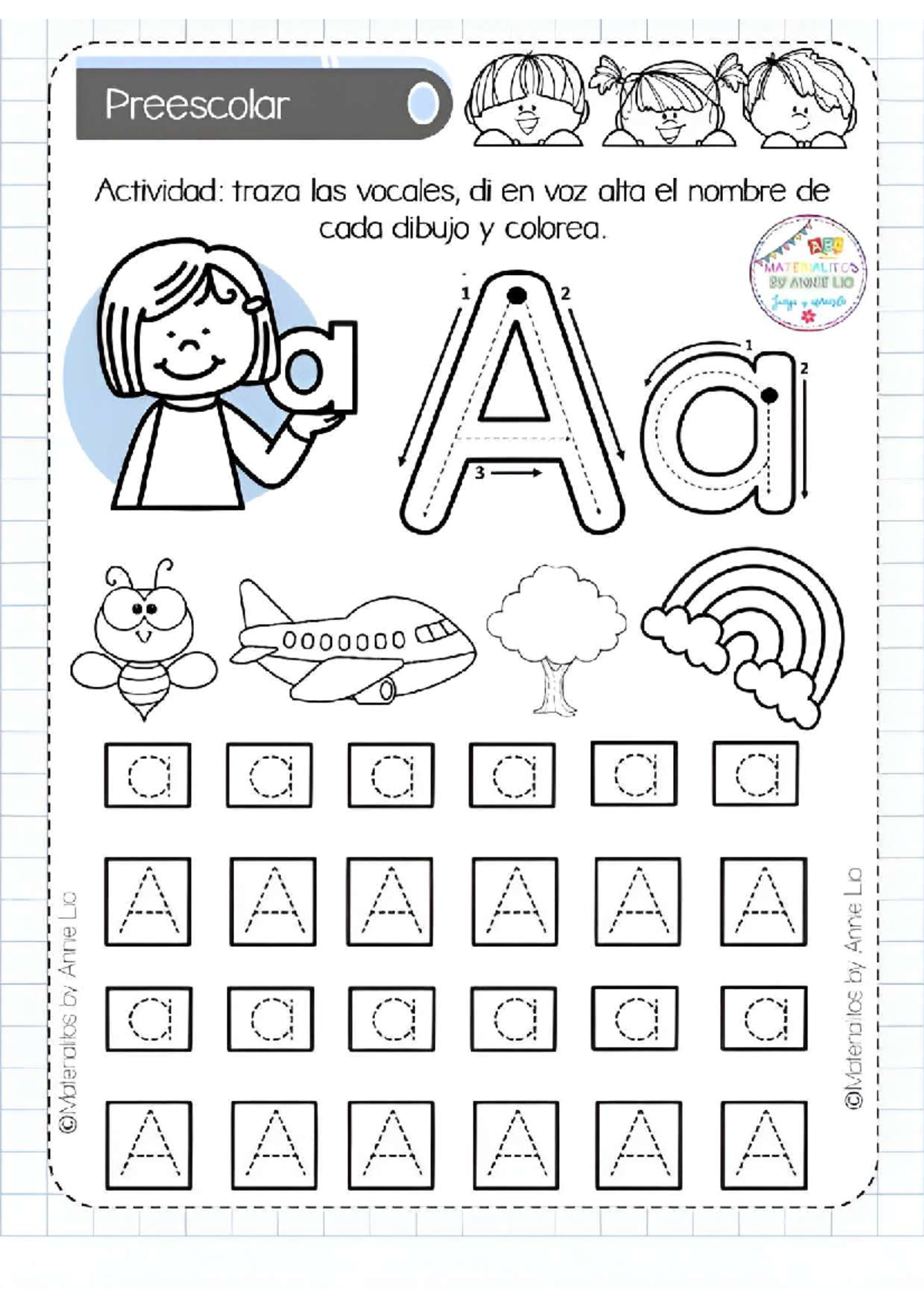 Grafomotricidad - Preescolar Actividad: traza las vocales, di en VOZ ...