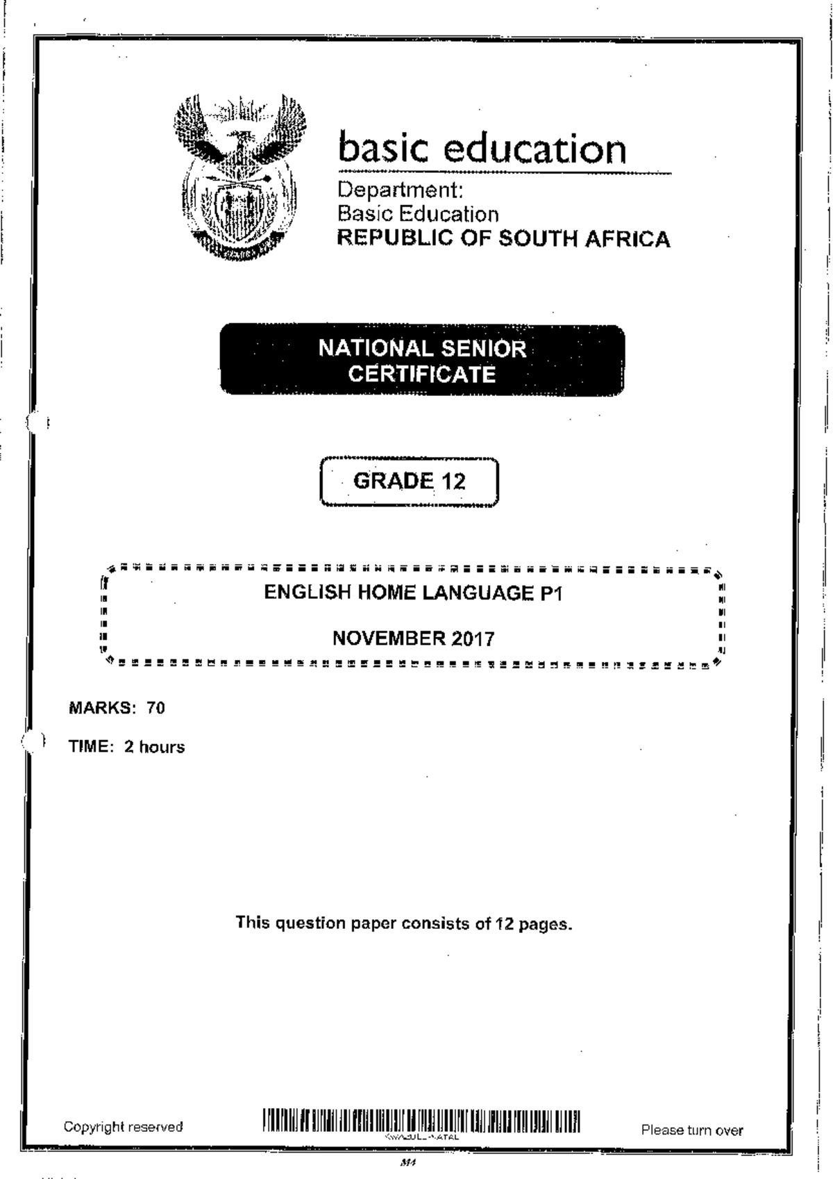 NOV ENG P1 QP - Notes - Studocu