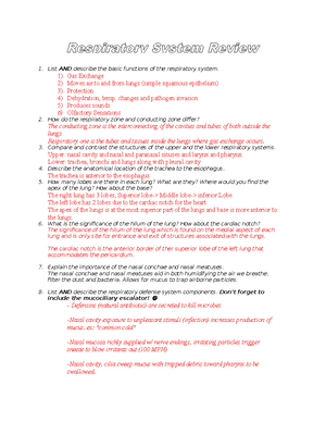 Respiratory System Review Guide - Topic 8, 9, & 10 Respiratory Review ...