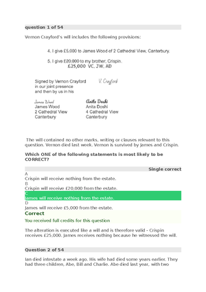 LPC WILLS PRACTICE MCQs - Inheritance Tax MCQs Question 1 George dies ...