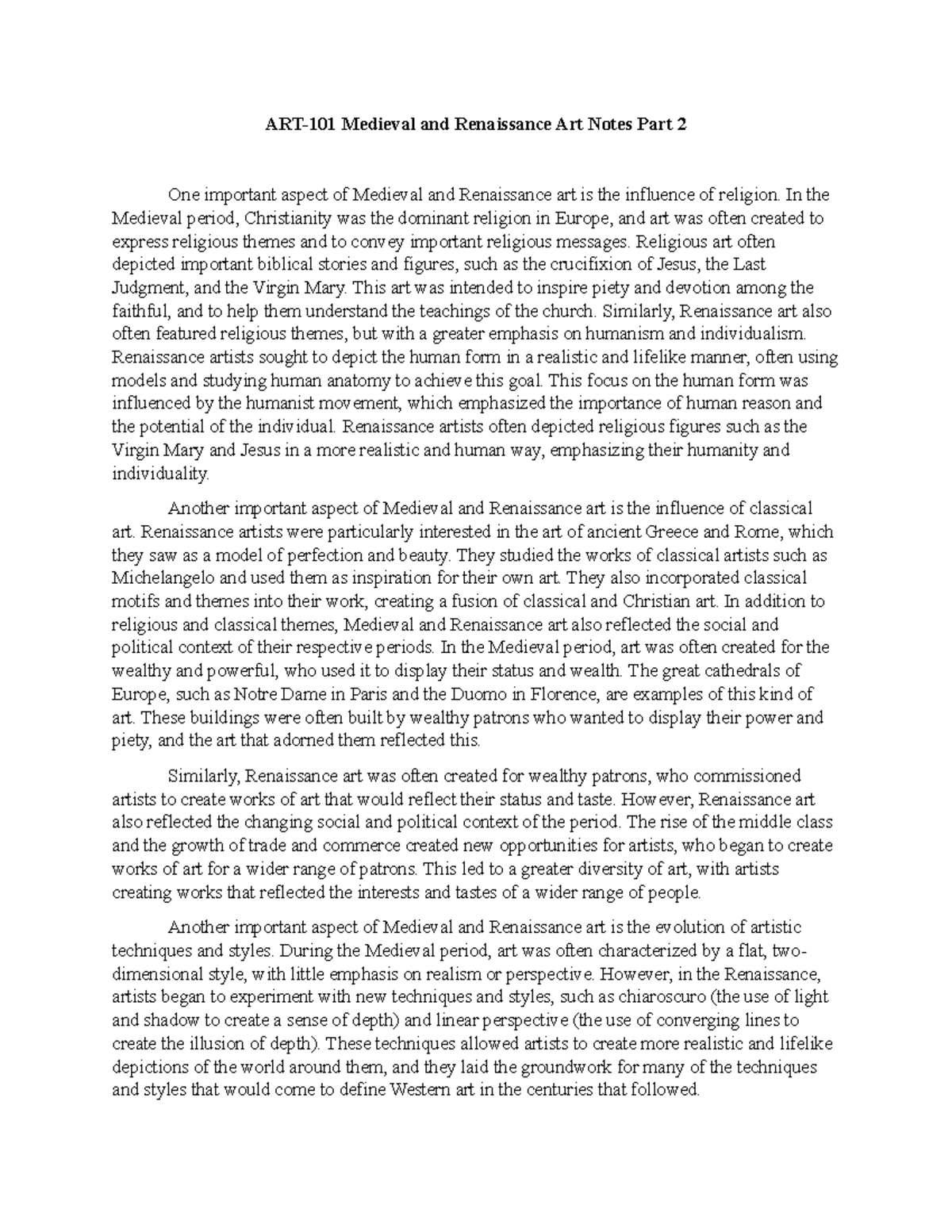 ART-101 Medieval and Renaissance Art Notes Part 2 - In the Medieval ...