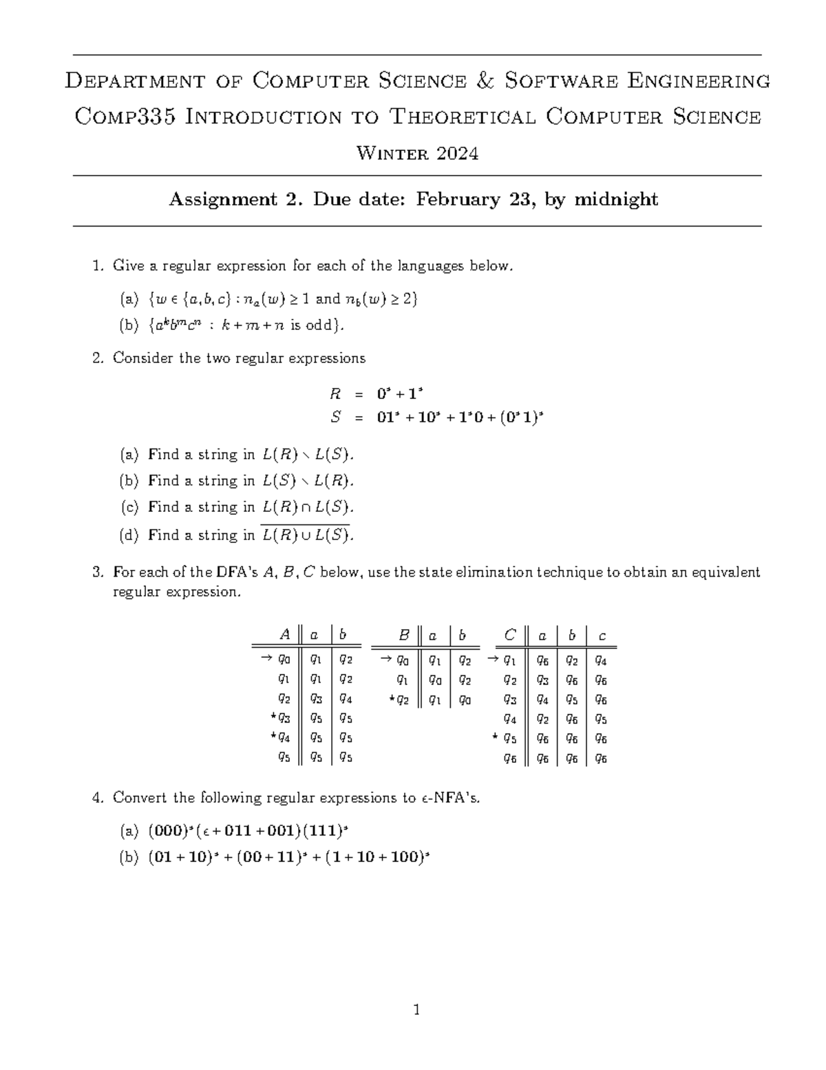 Assgn 2 - assignment - Department of Computer Science & Software Engineering Comp335 - Studocu
