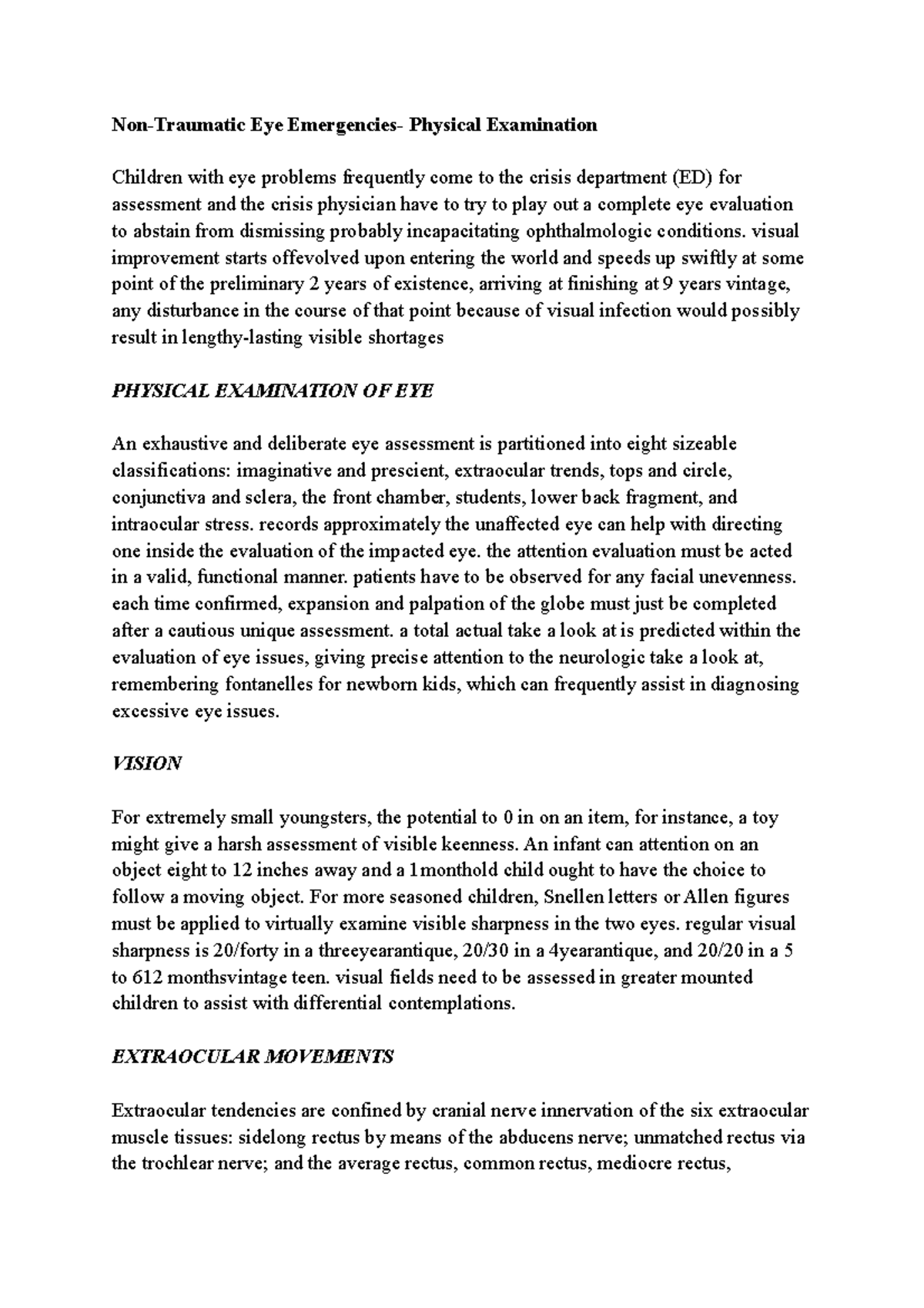 Non­-Traumatic Eye Emergencies- Physical Examination - Non-Traumatic Eye Emergencies- Physical ...