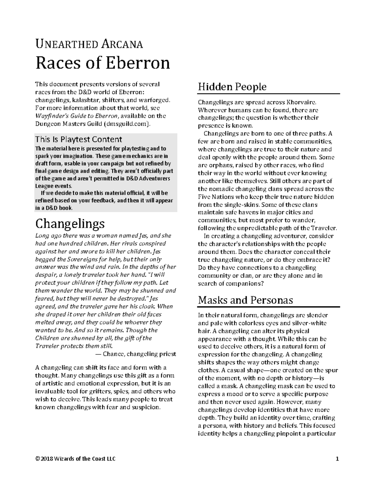 723UA Eberron Races 7232018 - U NEARTHED A RCANA Races of Eberron This ...