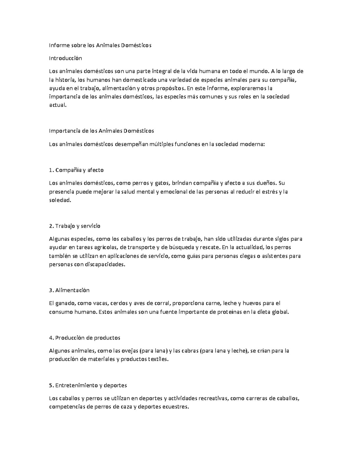 Animales Domésticos - asdwasd - Informe sobre los Animales Domésticos ...