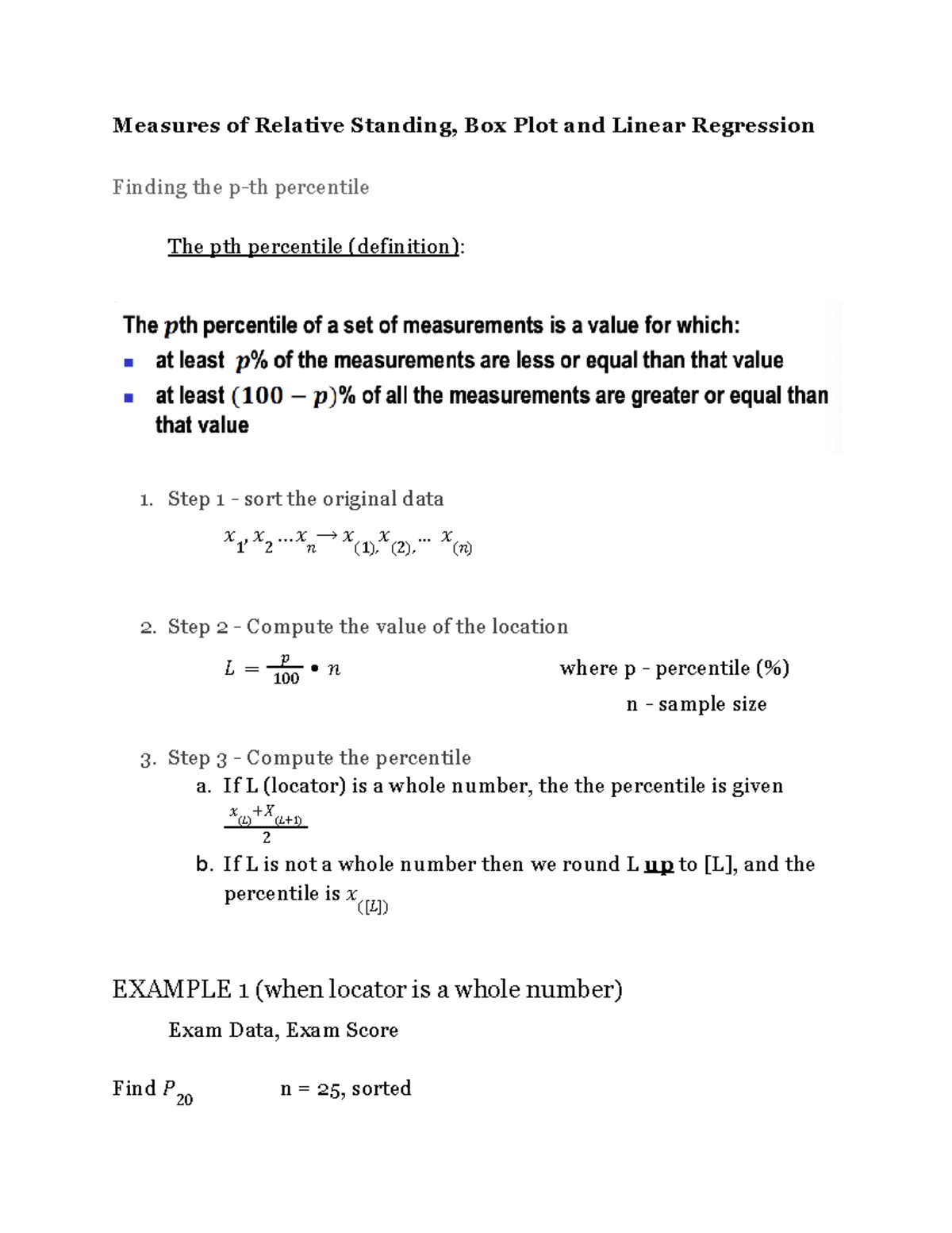 Percentiles, Quartiles, IQR, Fences - Measures of Relative Standing ...