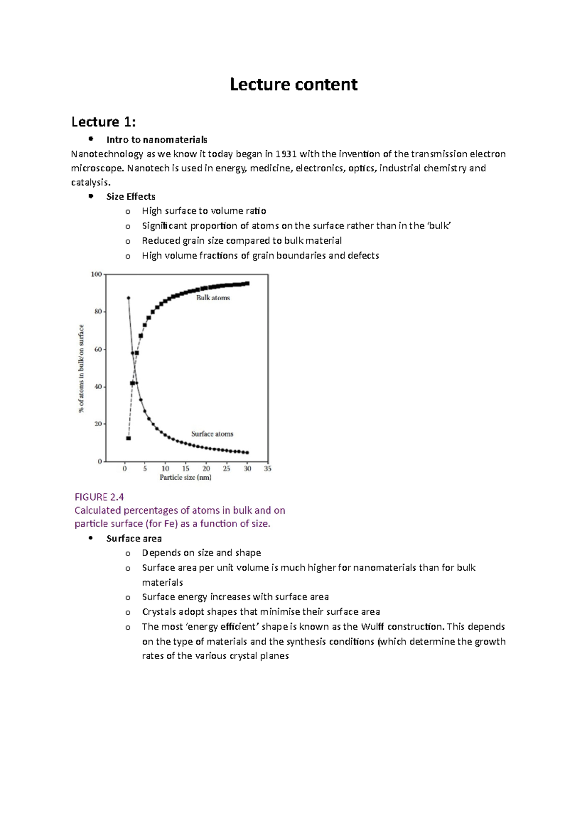 Adv materials Lecture content - Lecture content Lecture 1: Intro to ...