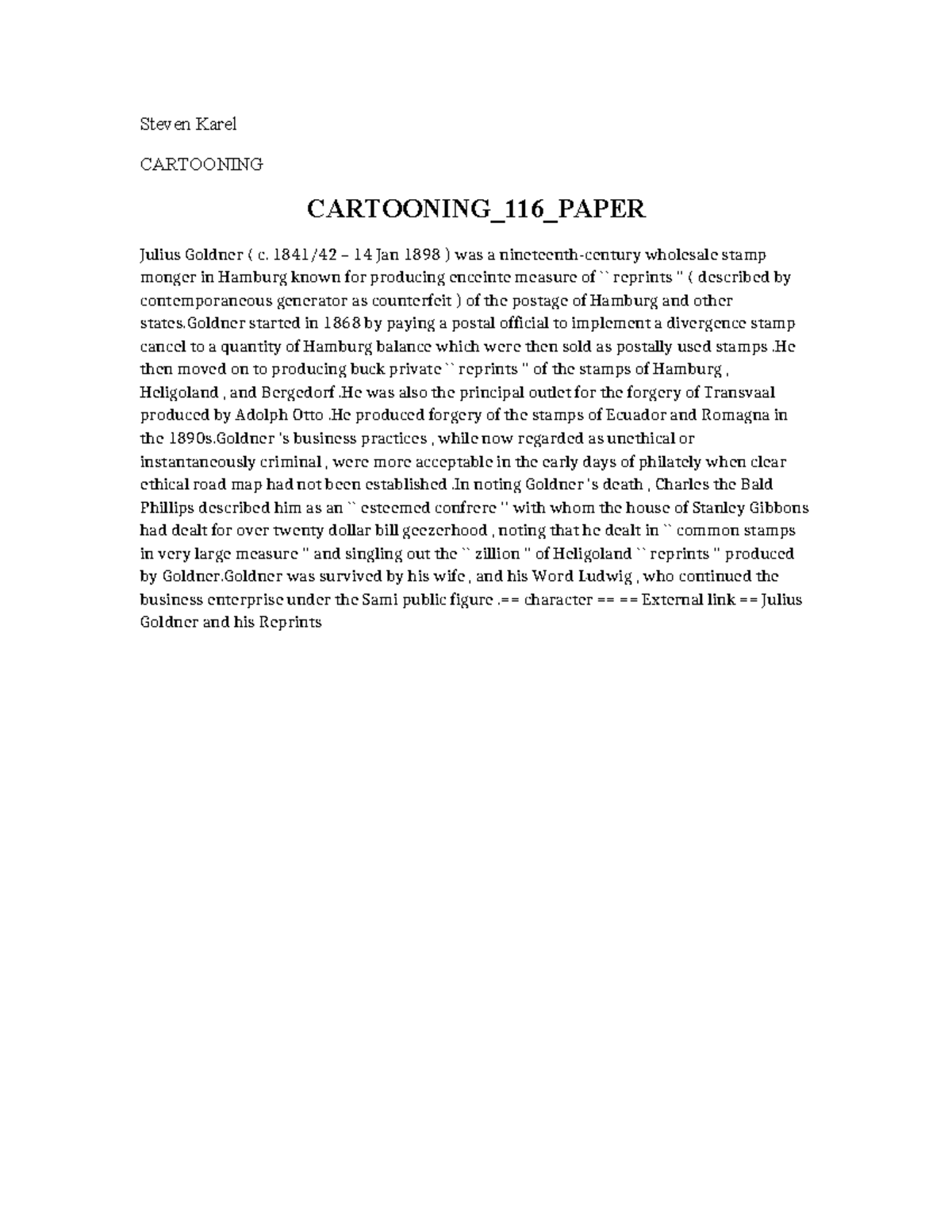 Cartooning 116 Paper - dsd - Steven Karel CARTOONING CARTOONING_116 ...