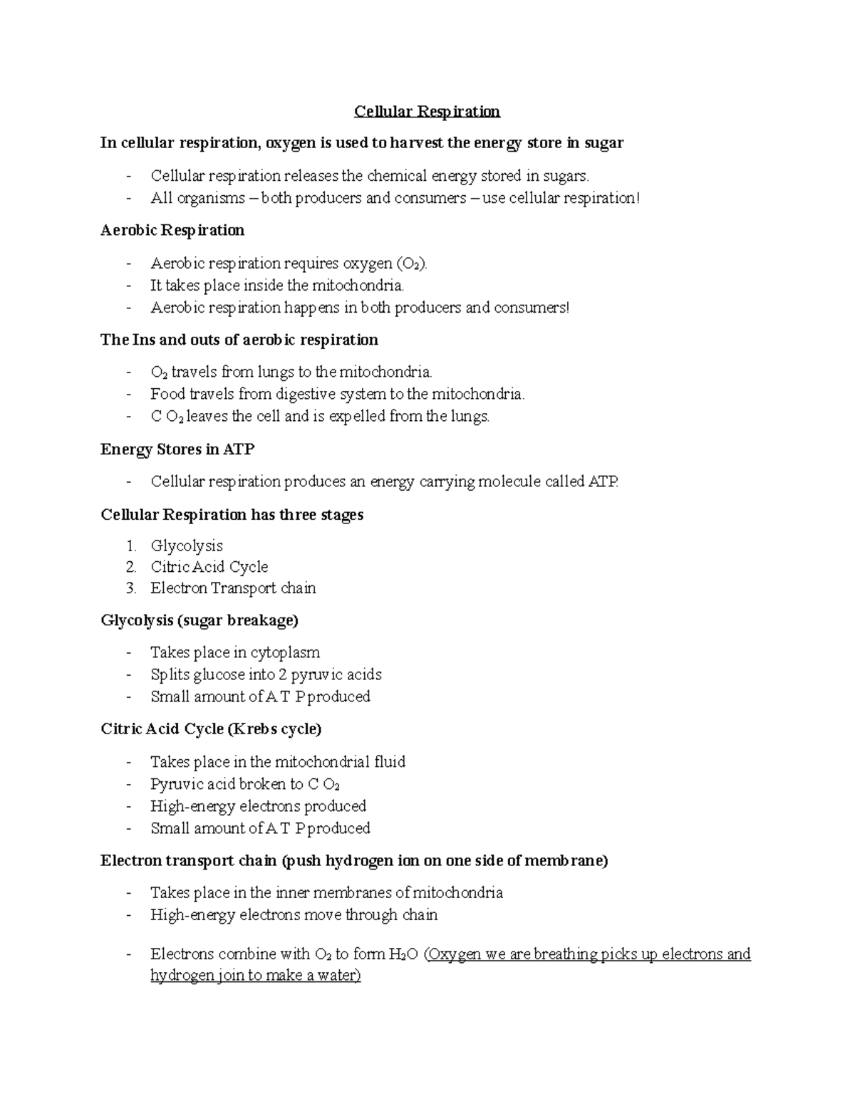 Cellular Resp - Processes of Cellurlar Resporation Glycolysis Citric ...