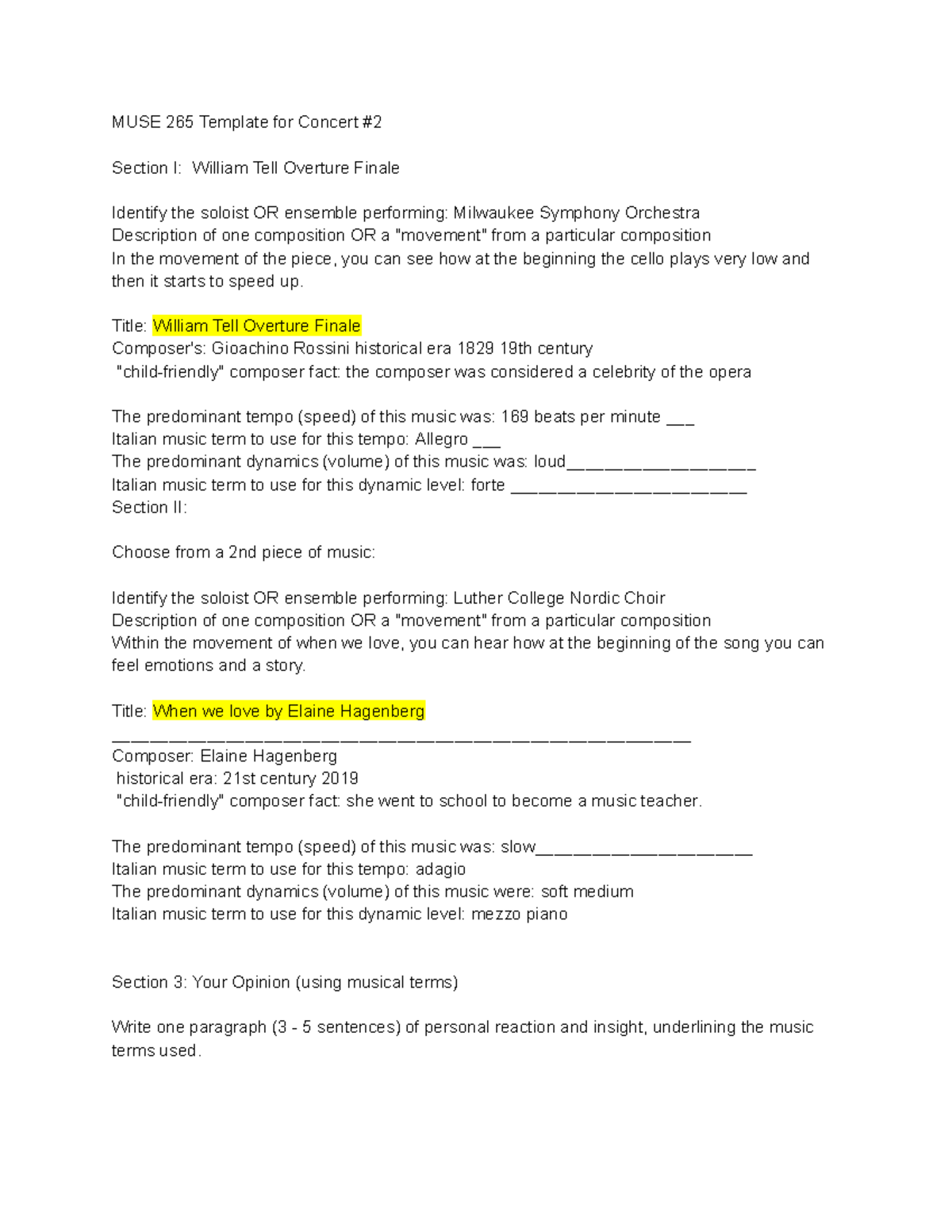 Concert report 2 - MUSE 265 Template for Concert # Section I: William ...