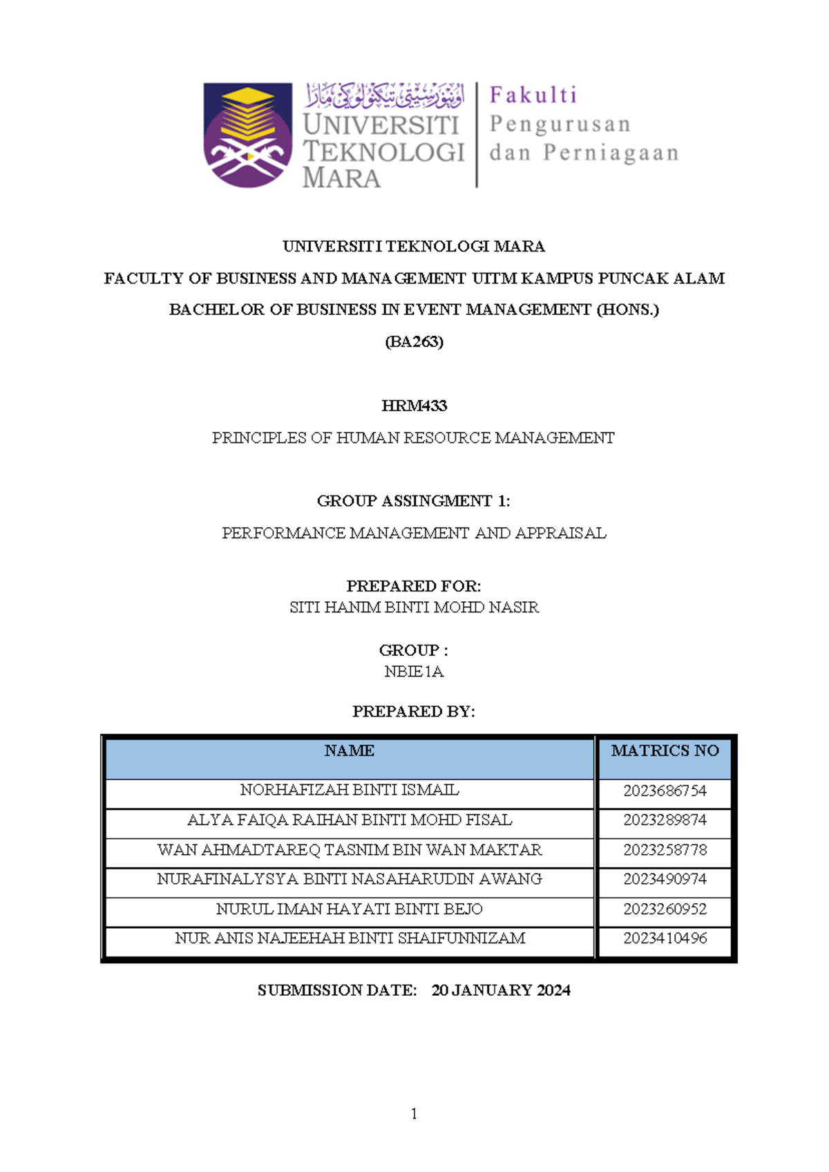 HRM 433 - Latest - GROUP ASSIGNMENT PERFORMANCE MANAGEMENT AND ...