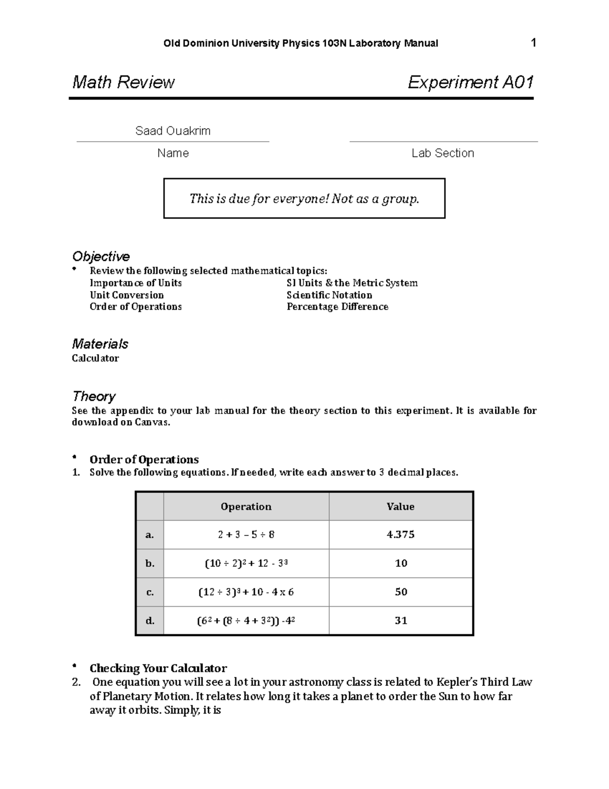 A01 Math Review - math lab - Old Dominion University Physics 103N ...