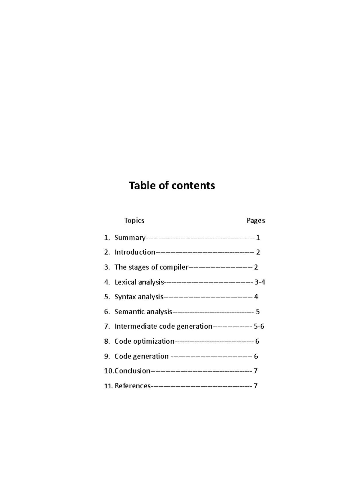 Compiler ca2 - Table of contents Summary- Topics Pages Introduction ...