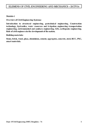 MOD 2 - Dept. Of Civil Engineering, DBIT, Bengaluru – 74 1 Module ...