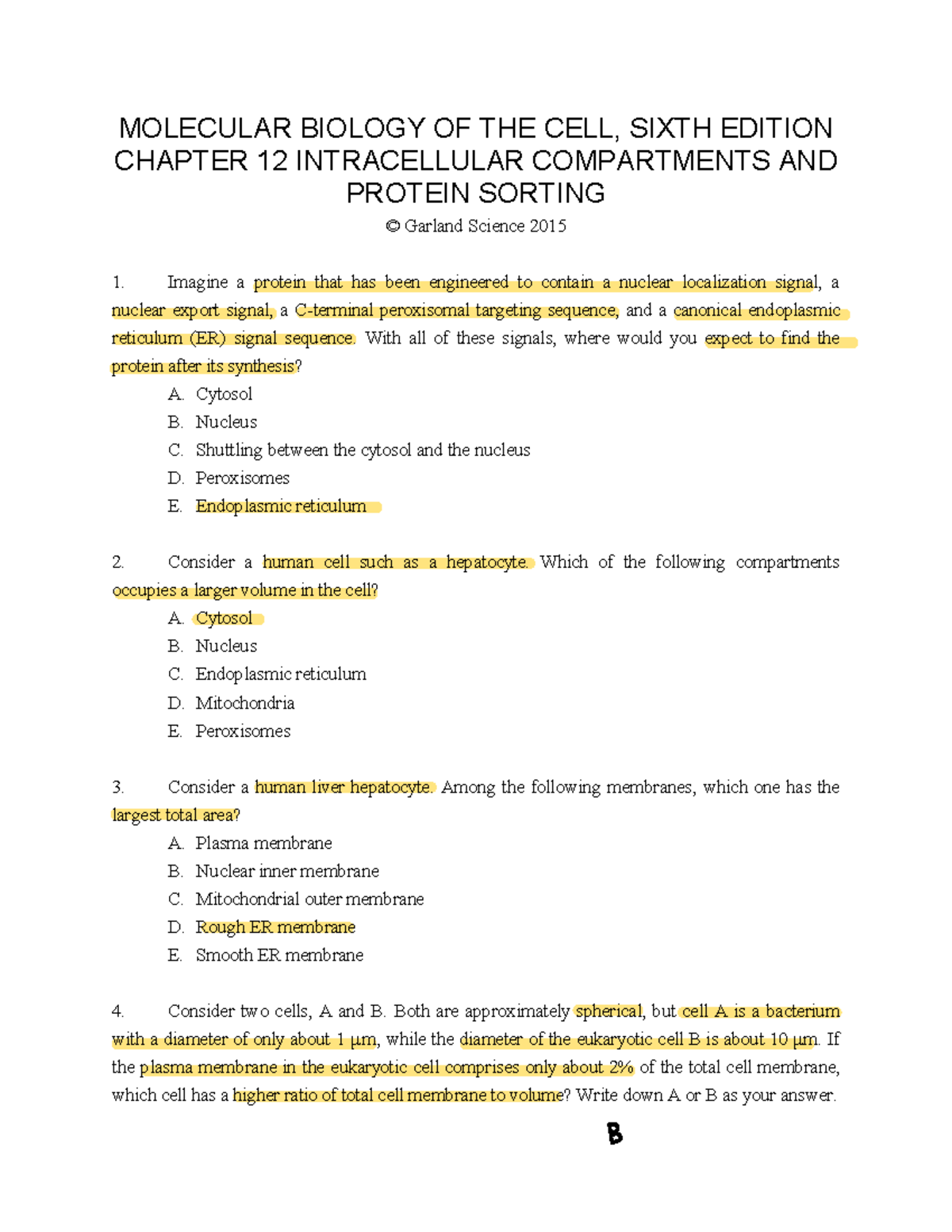 Sample/practice exam November 2019, questions - MOLECULAR BIOLOGY OF ...