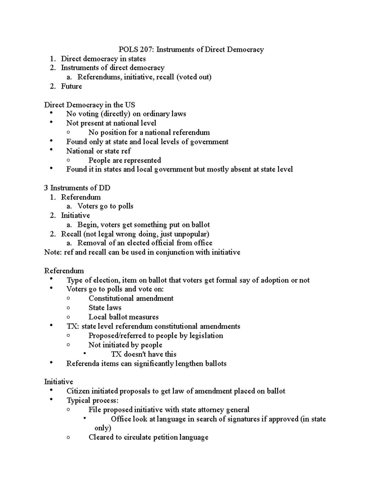 POLS 207 Instruments of Direct Democracy - POLS 207: Instruments of ...