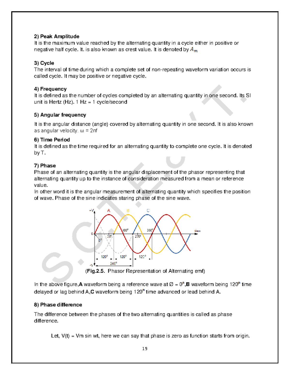 Basic Electrical Engineering 1st-year-LM-24-56 - ####### 2) Peak Amplitude ####### It is the ...