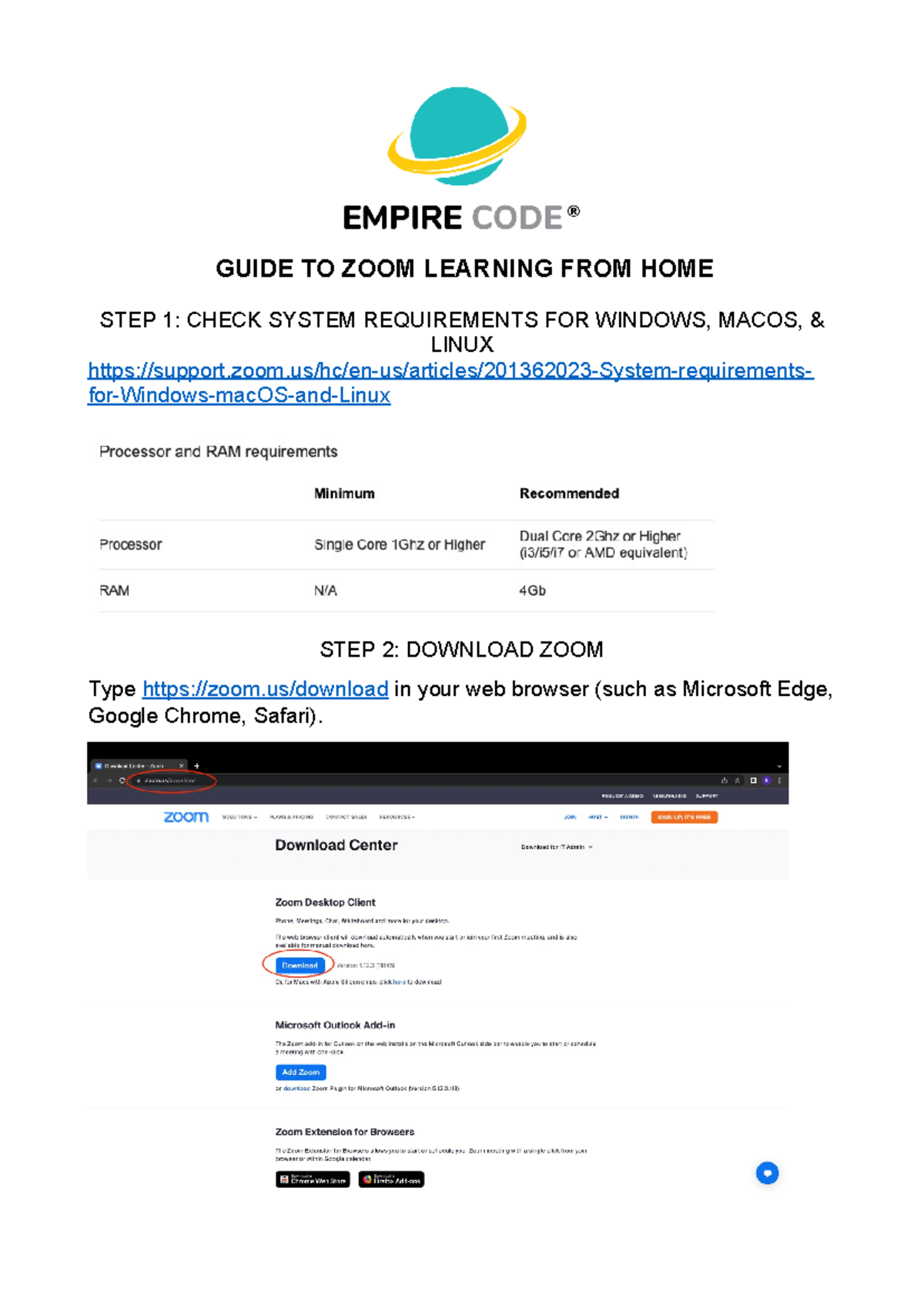 Empire Code Zoom Guide Oct 2022 - GUIDE TO ZOOM LEARNING FROM HOME STEP ...