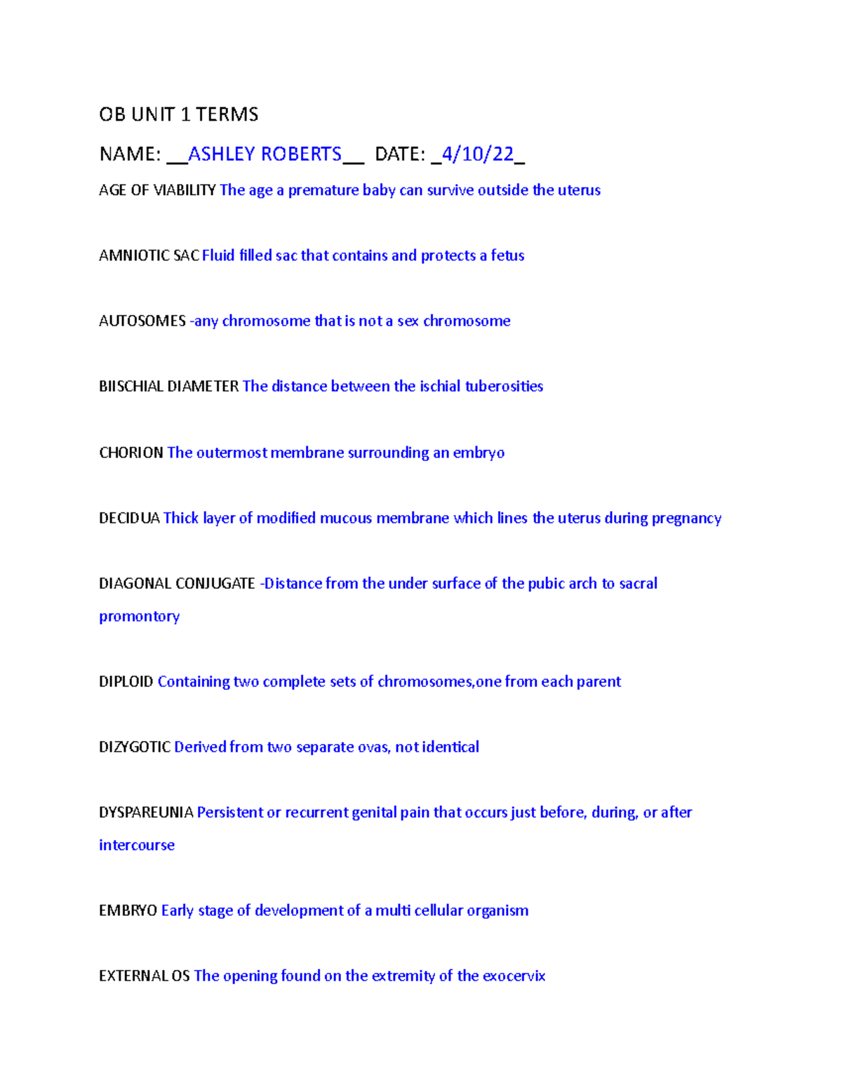 OB UNIT 1 Terms - ADSFSDFSA SDF SDF SDF SFSDF SD SDFD SDF SS - OB UNIT ...