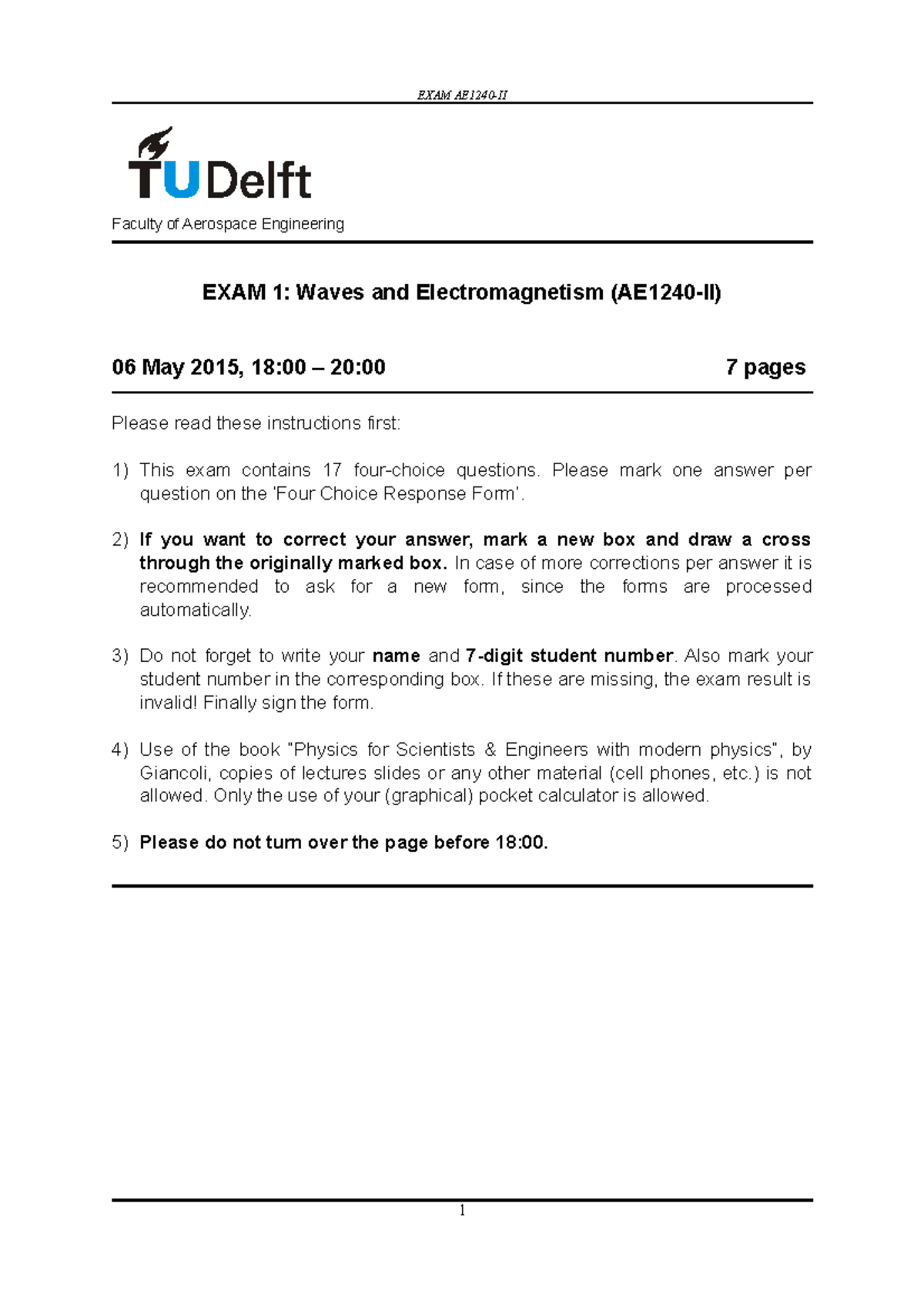 Exam 6 May 2015, questions and answers - Faculty of Aerospace ...